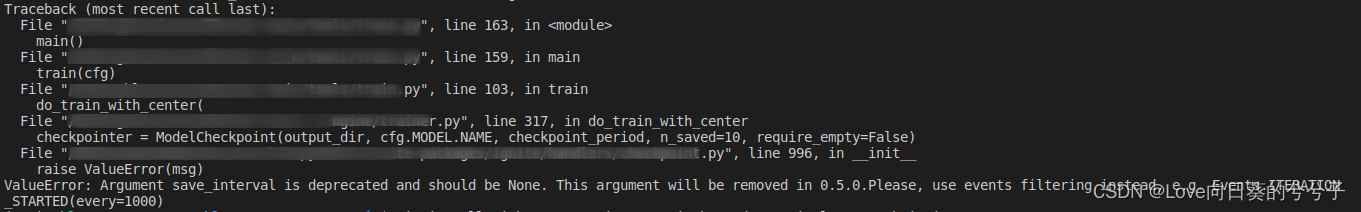 ValueError: Argument save_interval is deprecated and should be None._this argument will be ...