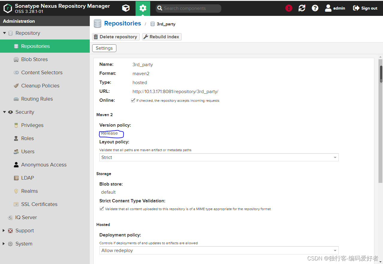 Maven 私服上传jar包时出现： Version policy mismatch, cannot upload SNAPSHOT content to RELEASE ...