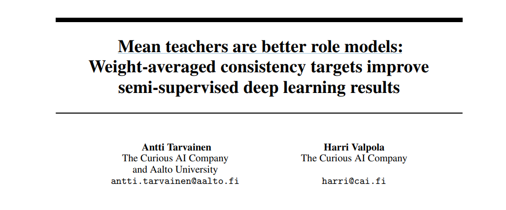 【半监督学习】1、Mean Teacher | 对 student model 权重进行 EMA 来加速更新 teacher model_ema更新-CSDN博客