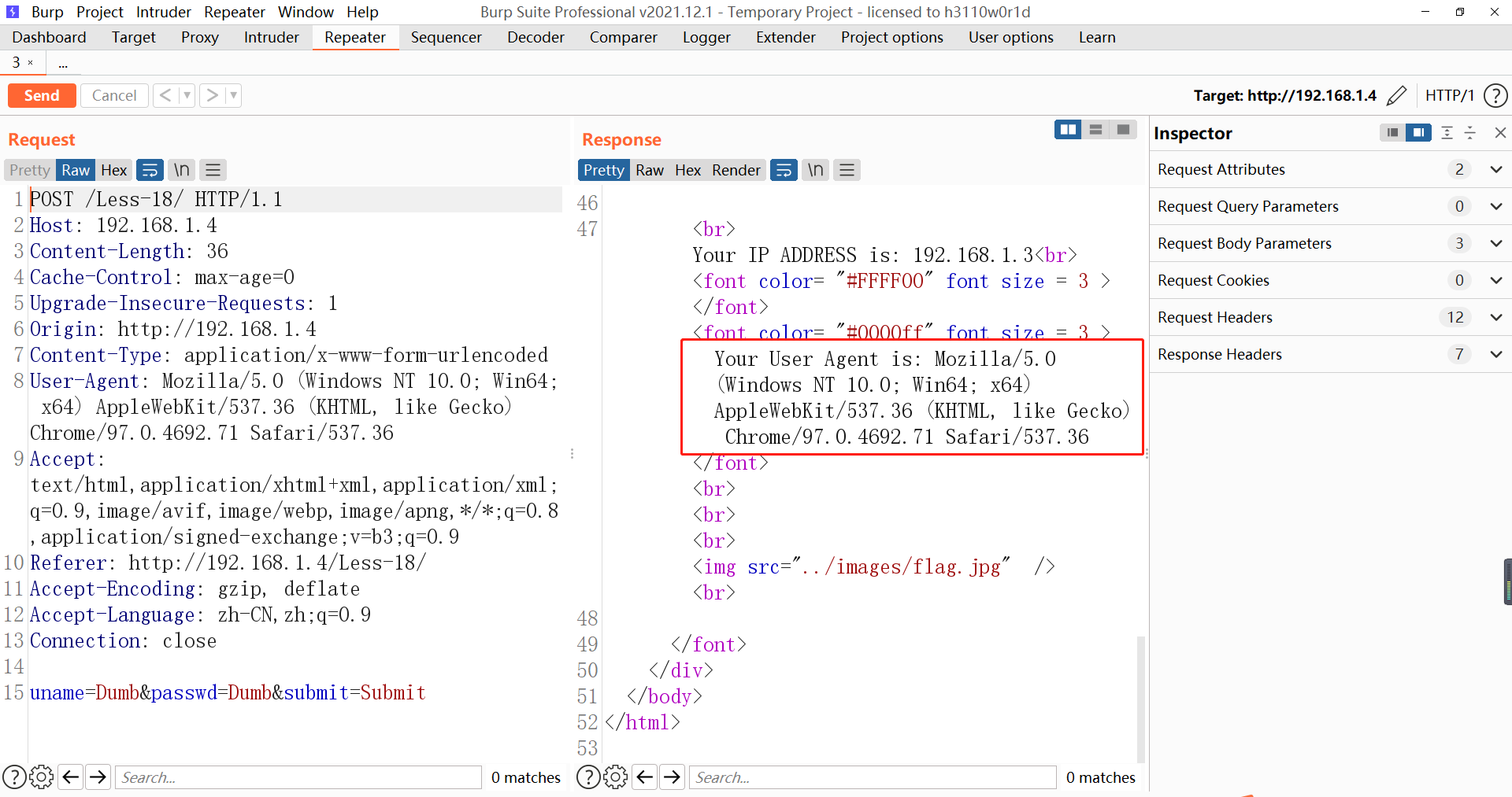 【SQL注入12】User-Agent 注入基础及实践（基于BurpSuite工具和Sqli-labs-less18靶机平台）_user-agent注入-CSDN博客