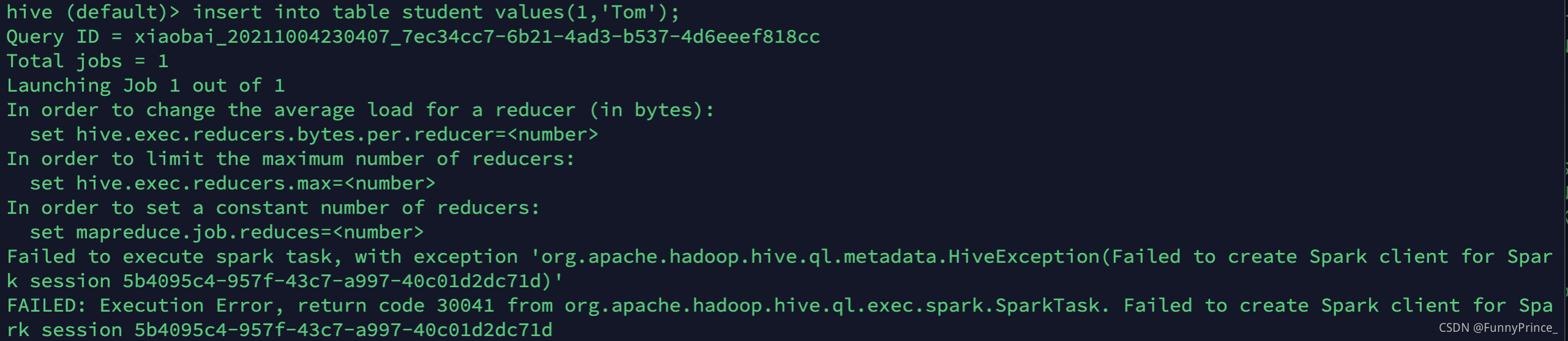 记录hiveonspark Execution Error Return Code 30041 From Org Apache Hadoop Hive Ql Exec Spark