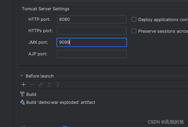 IDEA报错 Error running ‘Tomcat 8.5.11‘ Address localhost:1099 is already in use_jmx端口1099可以修改吗-CSDN博客