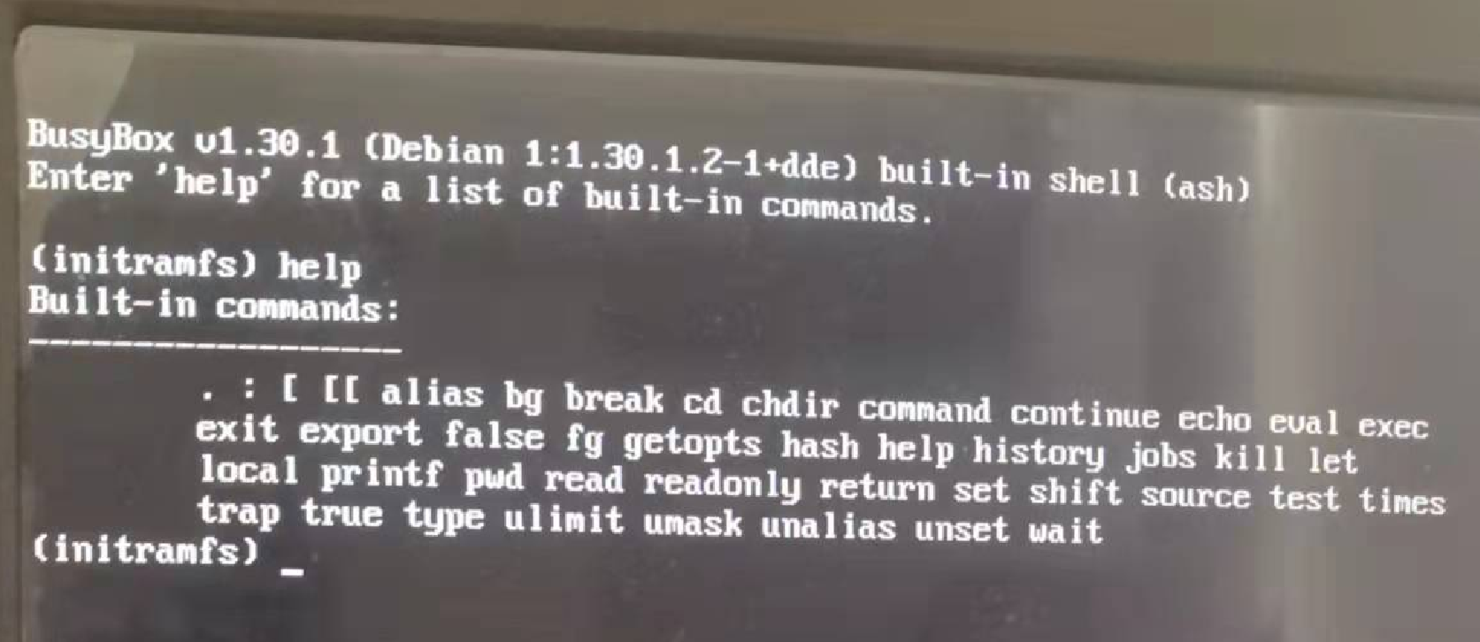 Deepin - 启动报错(BusyBox v1.30.1 (Debian 1:1.30.1.2-1+dde) built-in shell(ash))_busyboxv1.30.1不能开机 ...
