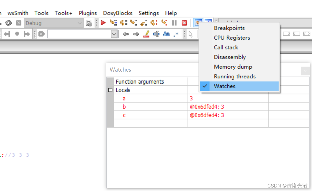 CodeBlocks监视窗口(Watchs)进行调试（引用类型与指针）_codeblock watch窗口-CSDN博客