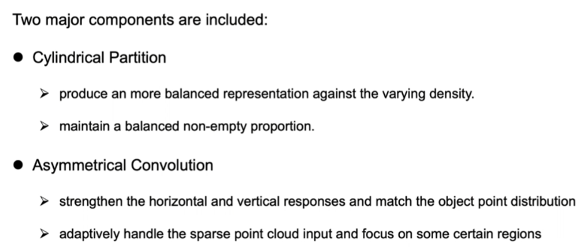 Cylindrical coordinate system, asymmetric convolution, point cloud, segmentation algorithm ...