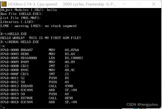 DOSBox+MASM,汇编语言环境搭建_dosbox masm-CSDN博客