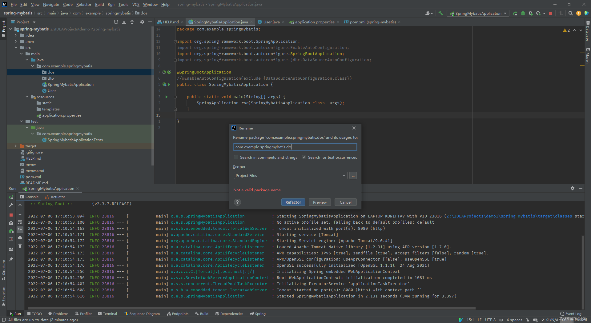 【SpringBoot】SpringBoot 项目建立 package do 后不能新建类问题_为什么springboot中编写不了类-CSDN博客