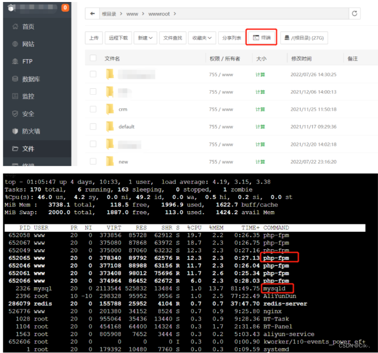 宝塔负载和CPU使用率状态100%时怎么解决？_宝塔负载状态100解决办法-CSDN博客
