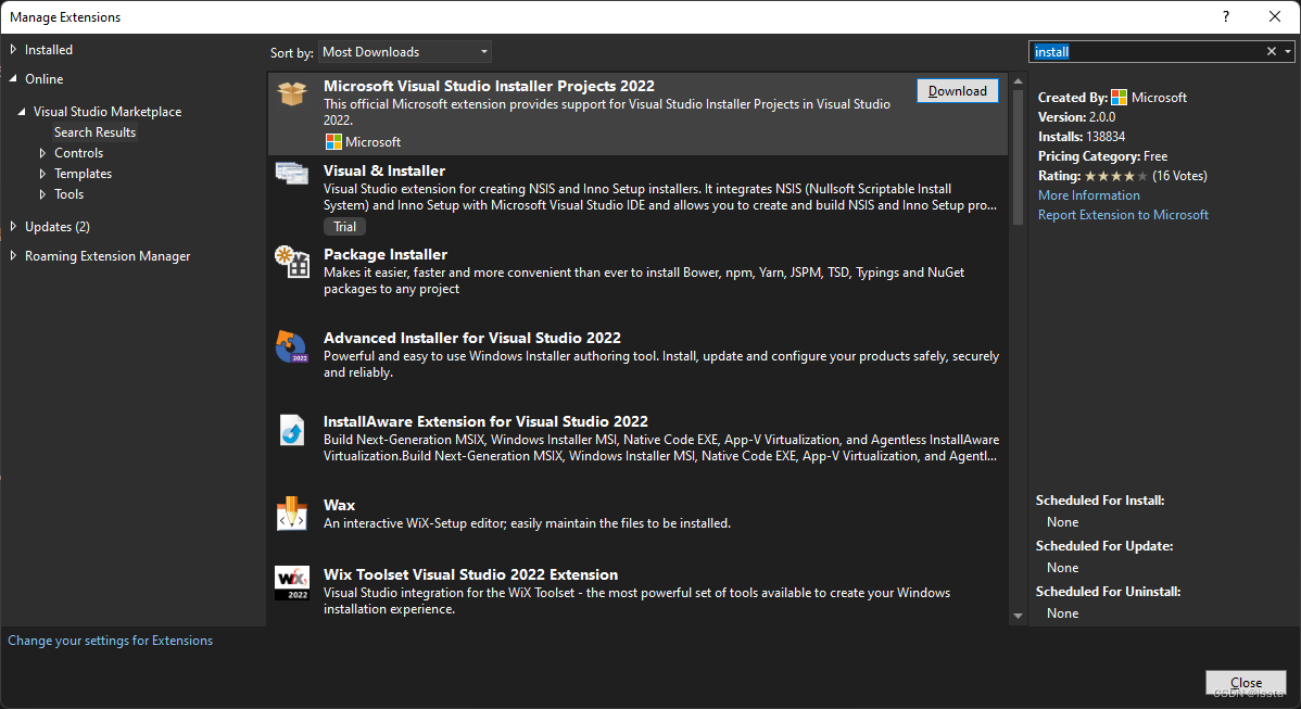 安装Microsoft Visual Studio Installer Projects 2022-CSDN博客