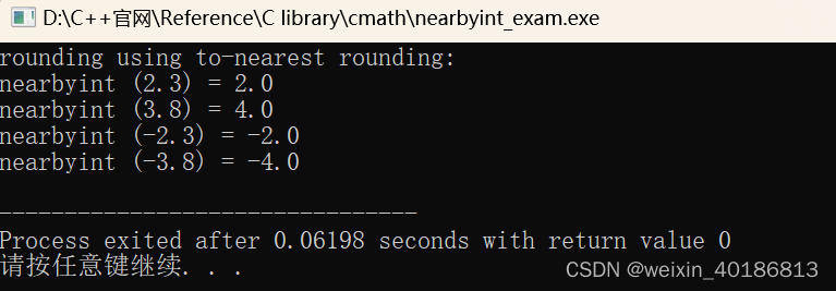 C Reference Standard C Library Reference C Library Cmath Nearbyint Nearbyint 替代函数 Csdn博客