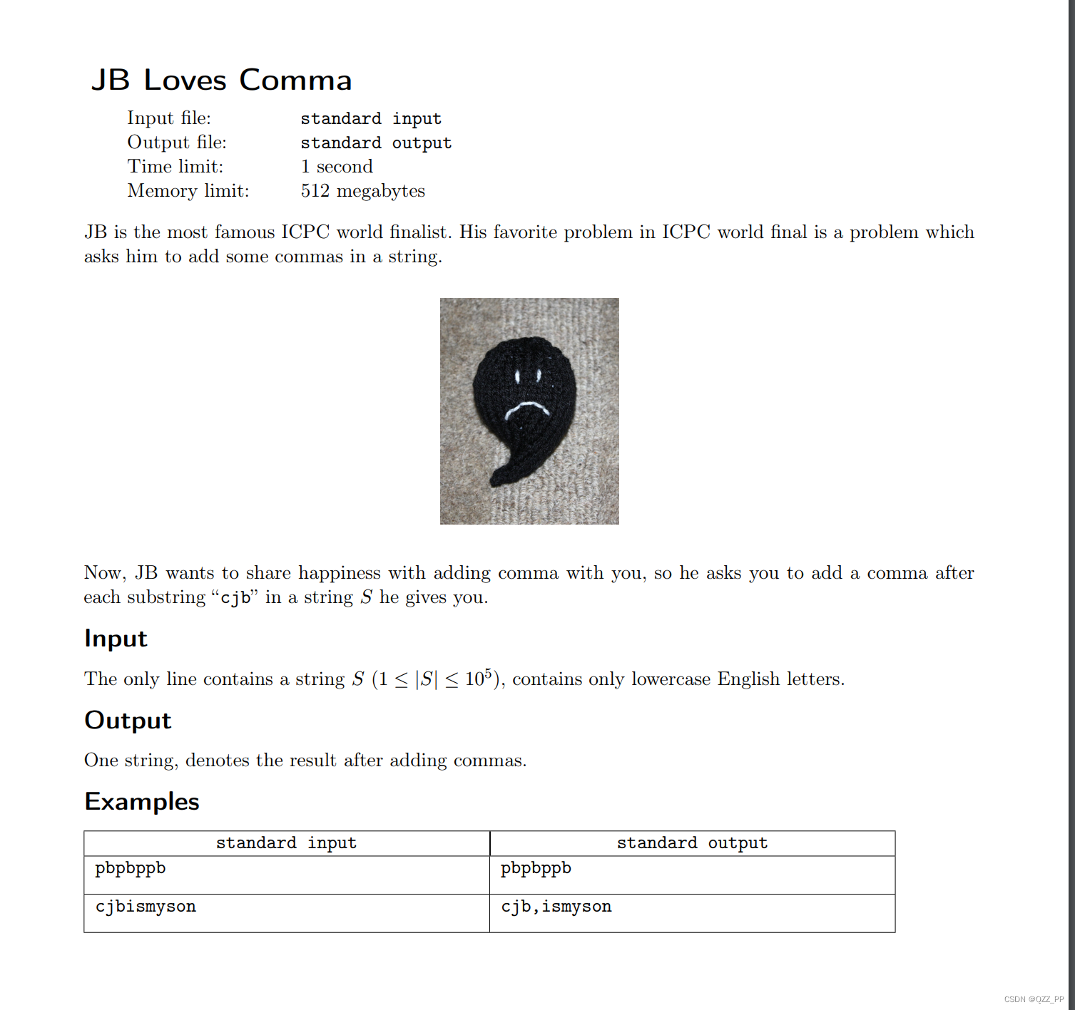 B - JB Loves Comma-CSDN博客