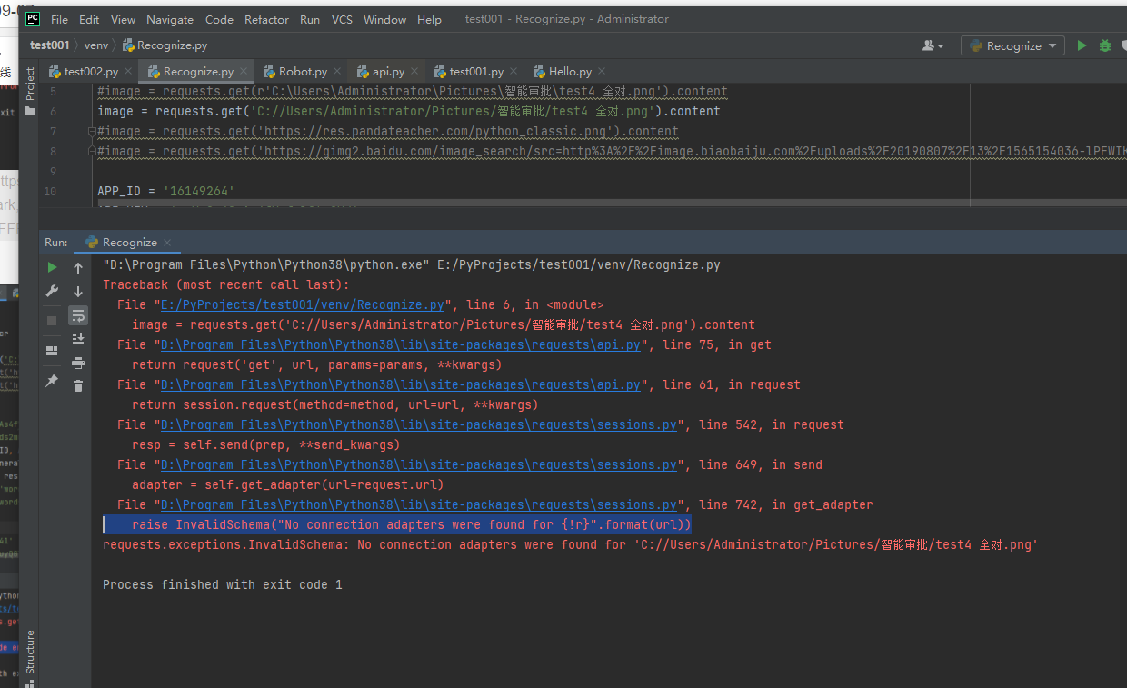 requests.exceptions.InvalidSchema: No connection adapters were found for ‘C://Users ...