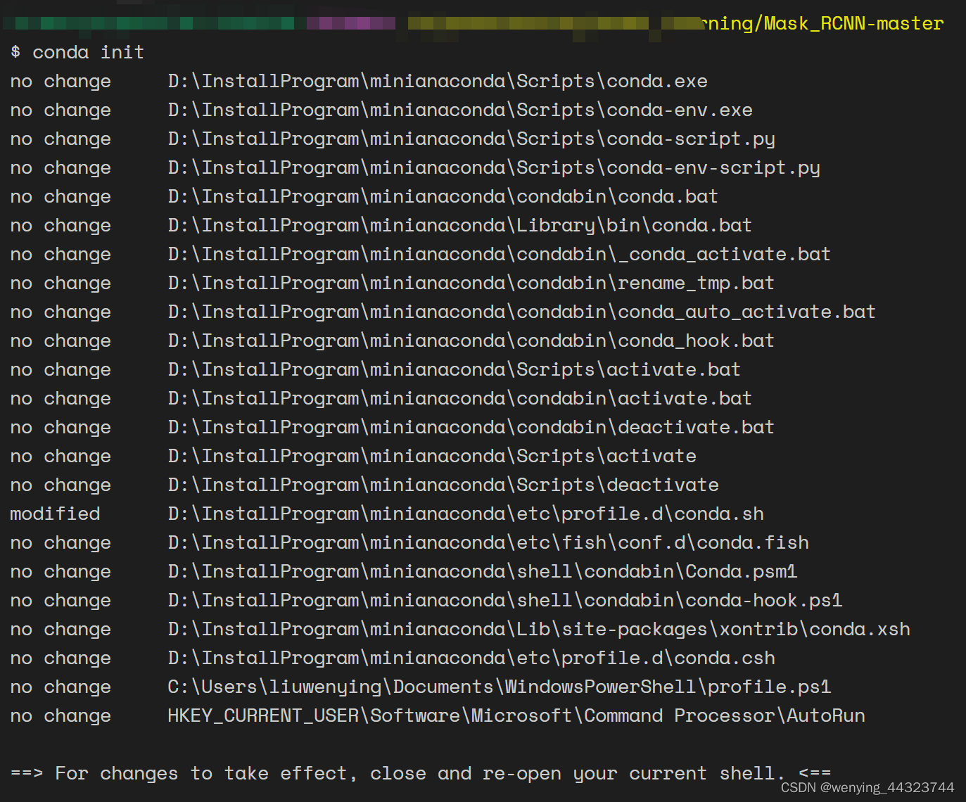 激活conda虚拟环境出现:important You May Need To Close And Restart Your Shell After Running ‘conda Initeoa 5953