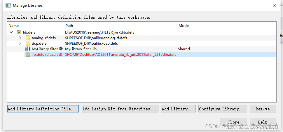 Syntax error in library definition file “D:\ADS2019\learning\FILTER_wrk\lib.defs“.The lib.defs ...