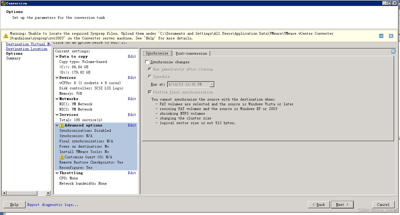 Windows Server 2003 R2 使用converter工具虚拟化遇到的问题_vcenter converter standalone windows2003-CSDN博客