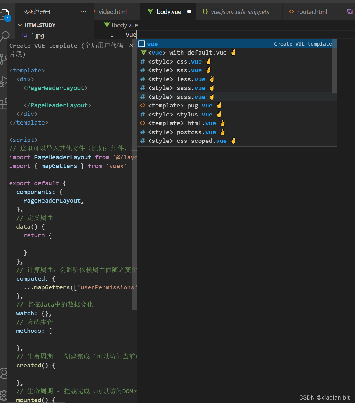 利用vscode创建vue便利模板,输入vue可直接使用vscode输入简写 Csdn博客