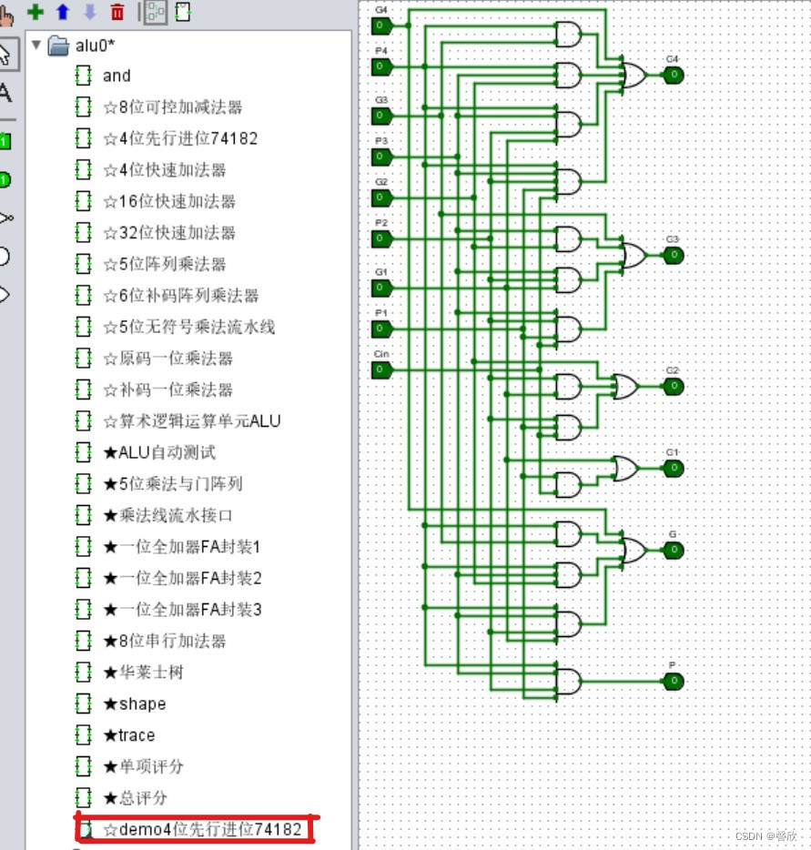 在logisim中用表达式生成 4位先行进位74182 并在头歌测试_4位先行进位74182电路logisim-CSDN博客
