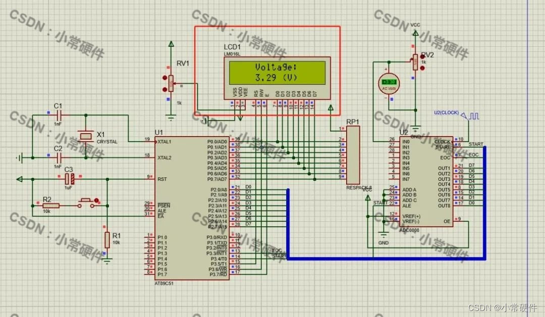 基于51单片机的数据采集器ADC0808（含Keil程序和Proteus文件）_adc0808采集电压c51-CSDN博客