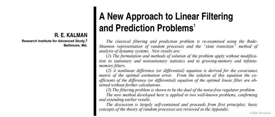 卡尔曼滤波算法-Kalman filter-CSDN博客