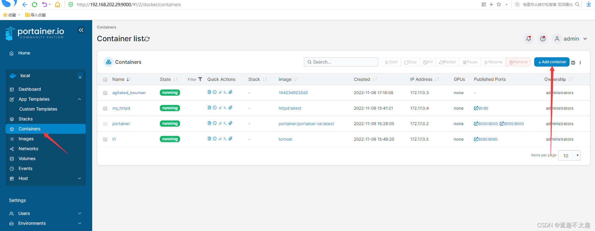Portainer容器可视化工具_portainer设置容器自启动-CSDN博客