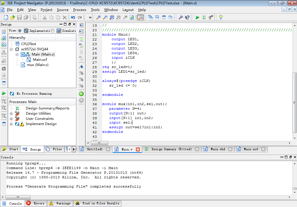 Xilinx CPLD教程，Verilog入门：点亮LED灯_xilinx cpld 配置引脚-CSDN博客