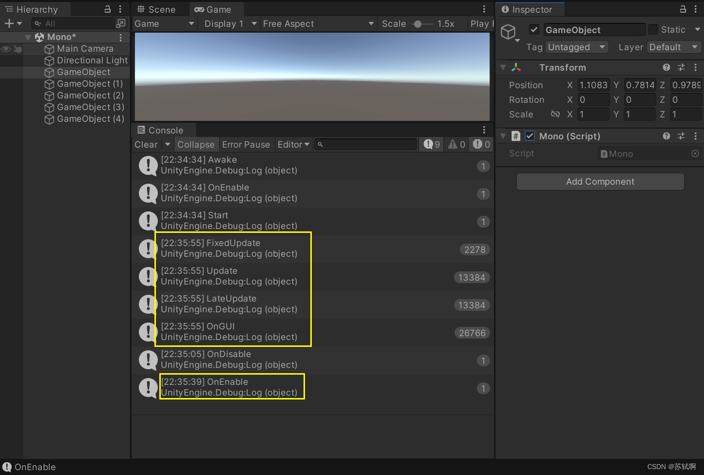 Unity的GameObject生命周期_unity游戏生命周期-CSDN博客