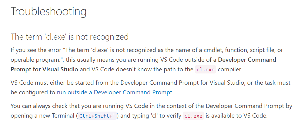 VSCode 执行时cl.exe时无法将“cl.exe”项识别为 cmdlet、函数、脚本文件或可运行_cl : 无法将“cl”项识别为 cmdlet、函数、脚本文件或可运行程序的名称。请检查 ...