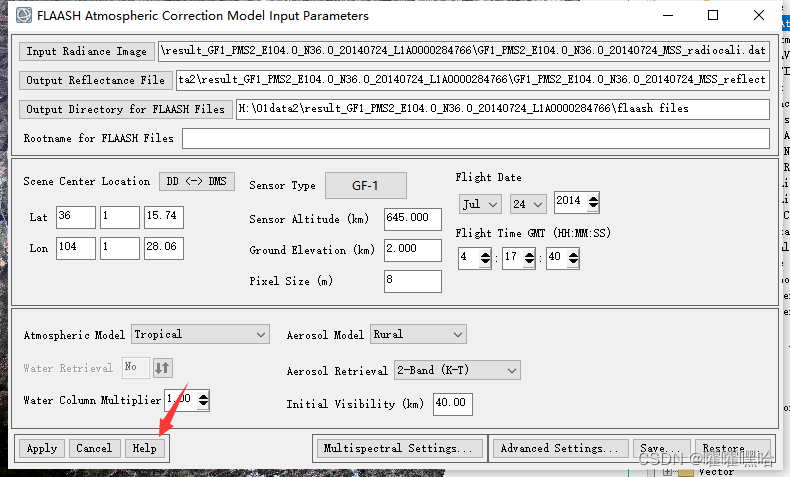 ENVI处理高分一号PMS影像数据_输出象元大小(output pixel size):2.88怎么填正射校正-CSDN博客