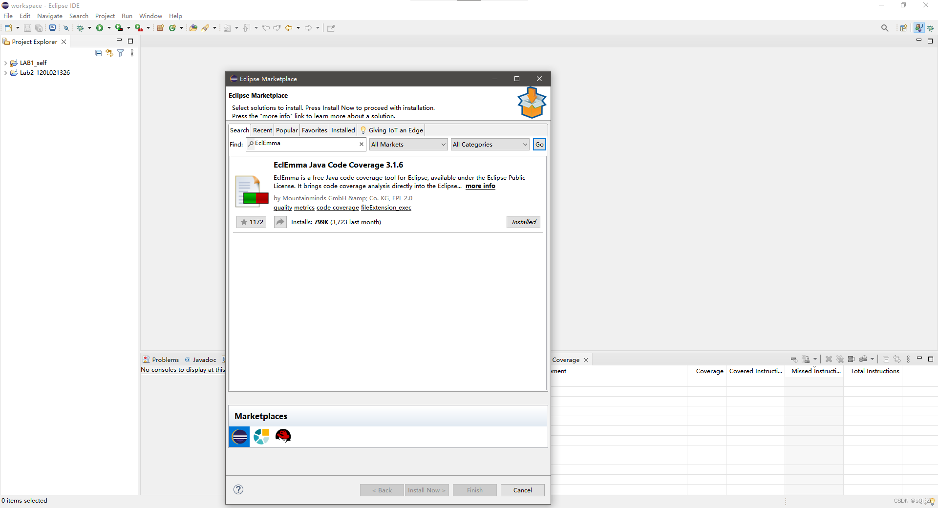 哈工大软构感悟：在Eclipse IDE中安装配置EclEmma_eclipse eclemma怎么用-CSDN博客