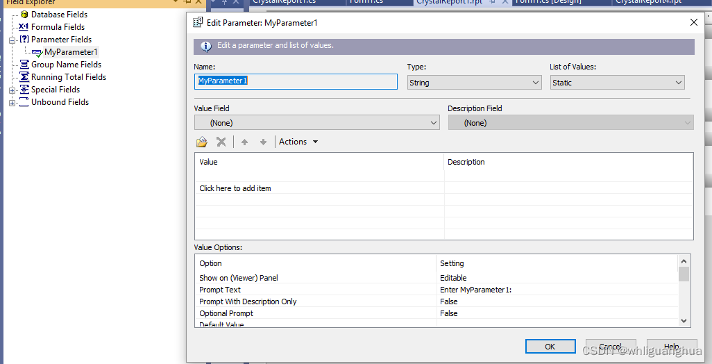 Crystal Report 使用和参数传递-CSDN博客