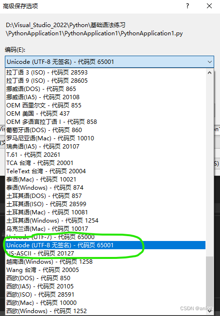 Visual Studio 设置python文件编码格式为 UTF-8_visual studio python gtf-8-CSDN博客