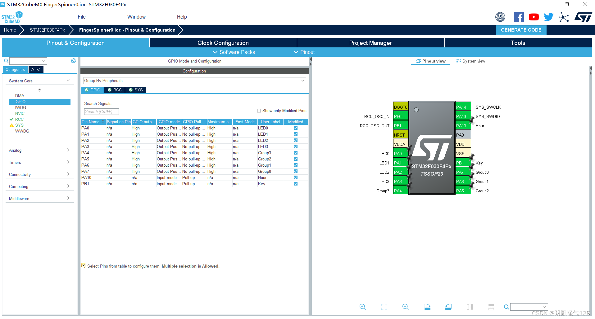 基于STM32F030的LED指尖陀螺_led指尖陀螺实验报告-CSDN博客
