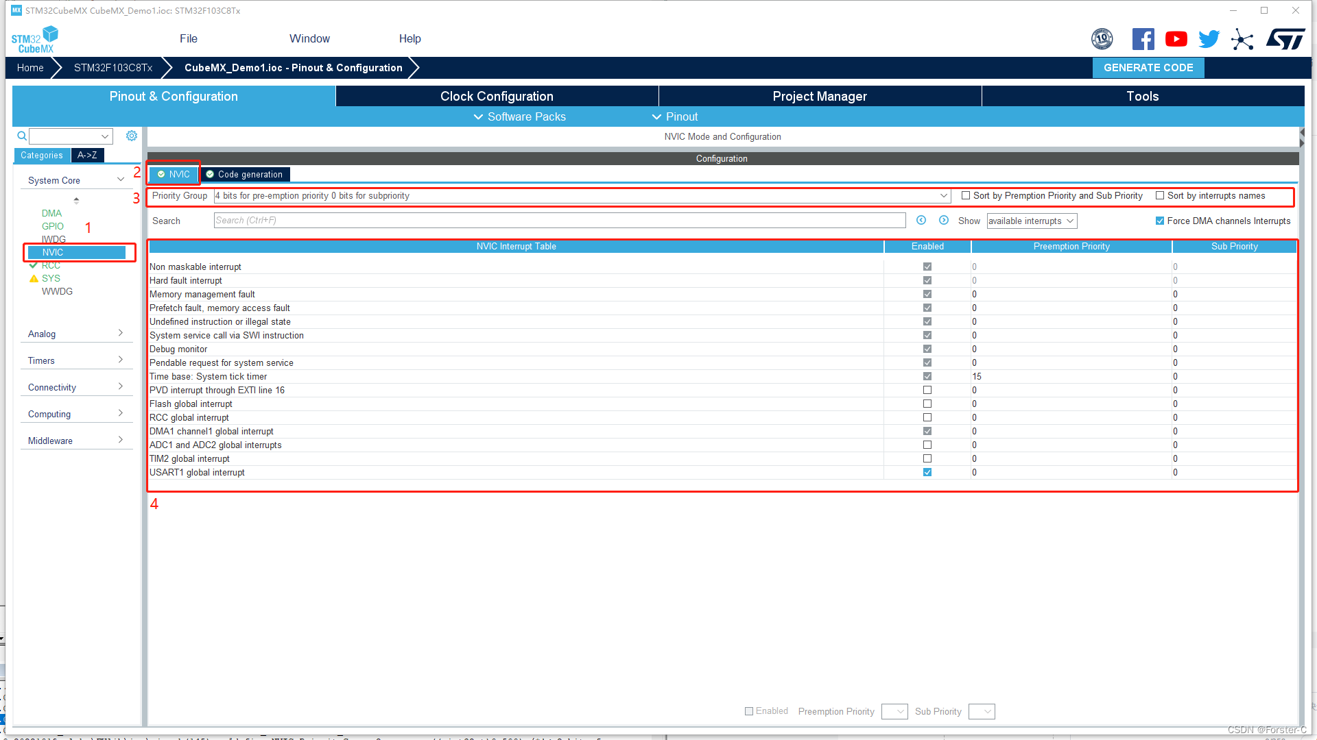 尝试使用CubeMX做stm32开发之七：NVIC配置-CSDN博客