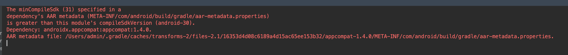 “The minCompileSdk (31) specified in a dependency‘s AAR metadata”报错解决-CSDN博客