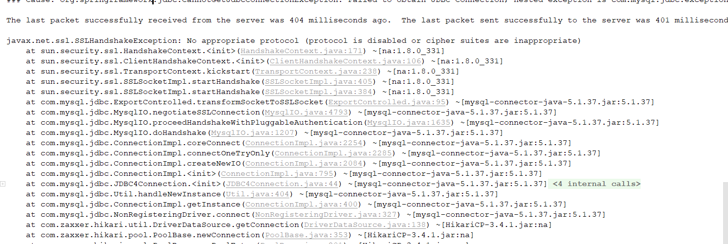 javax.net.ssl.SSLHandshakeException: No appropriate protocol (protocol is disabled or cipher ...