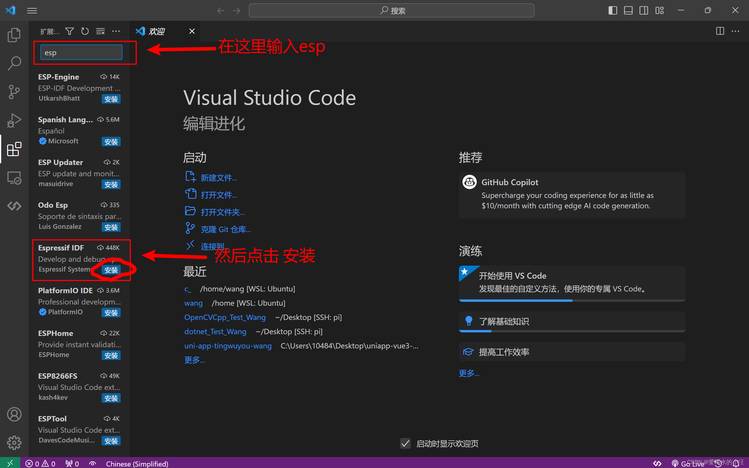 Visual Studio Code + ESP-IDF 的环境安装_如何vs code安装idf-CSDN博客