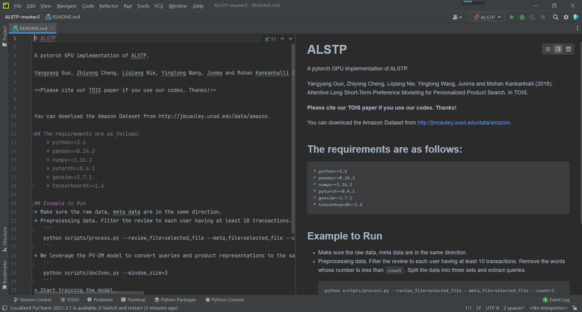 pycharm打开readme文件时无法预览显示白屏解决方案_pycharm中readme.md不显示-CSDN博客