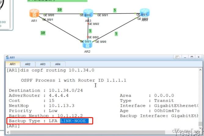 OSPF高级特性中-FRR实验_ospf frr测试效果-CSDN博客