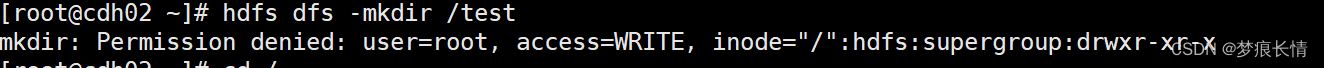 解决Permission denied: user=root, access=WRITE, inode=“/“:hdfs:supergroup:drwxr-xr-x 问题方法-CSDN博客