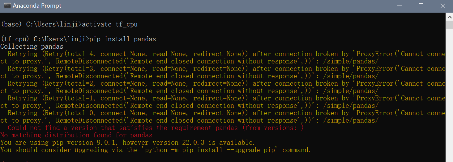Could not find a version that satisfies the requirement pandas (from versions: ) No matching di ...