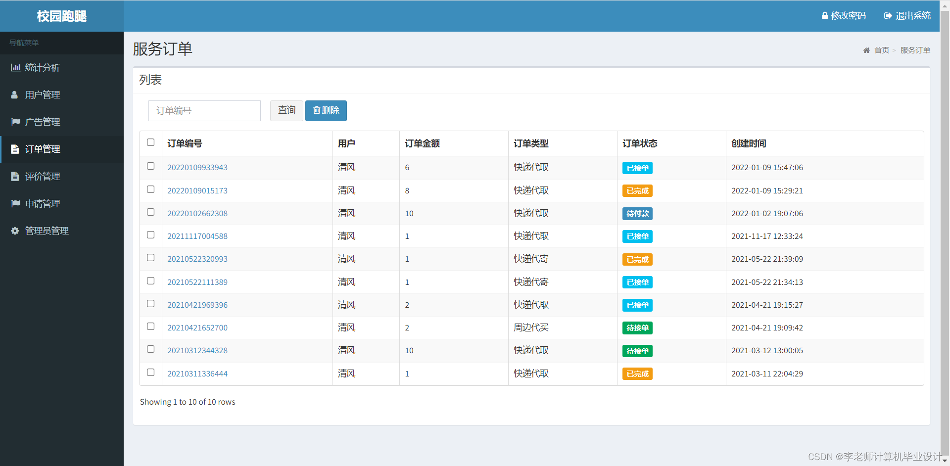 Springboot Vue Uniapp 微信小程序校园跑腿系统源码基于springbootvueuniapp的校园跑腿小程序，老师