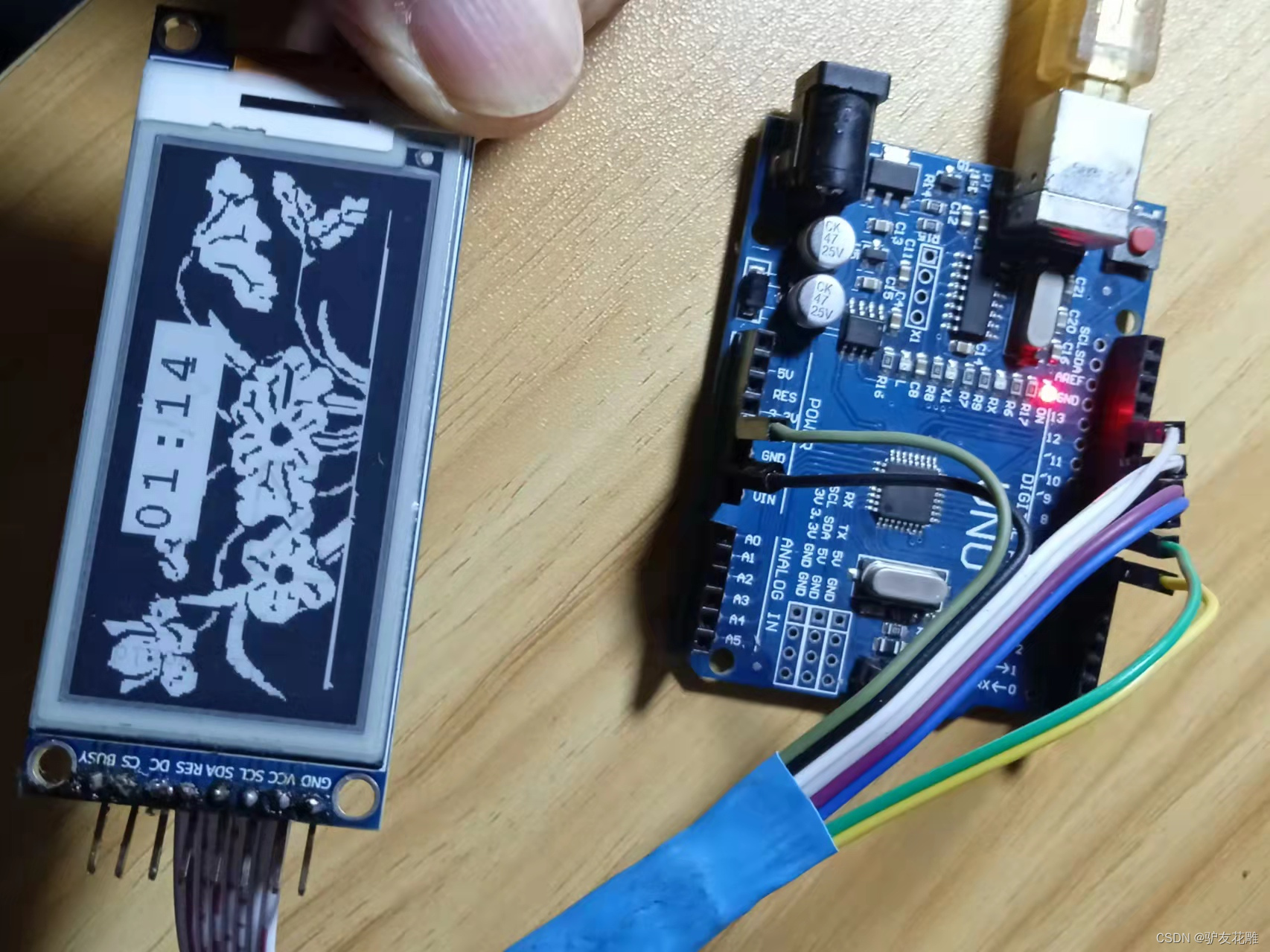 【雕爷学编程】arduino动手做（206） 尝试运行黑白色电子钟（测试213黑白墨水屏）arduino电子时钟 Csdn博客