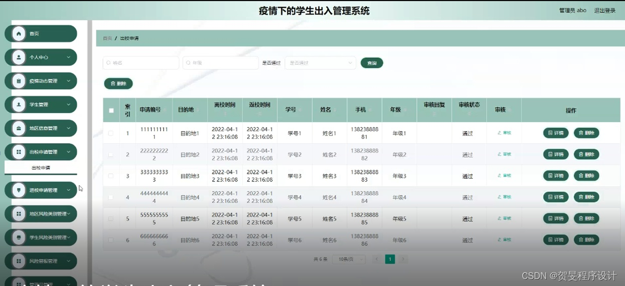 Javaphpnodejspython疫情下的学生出入管理系统【2024年毕设】 Csdn博客 