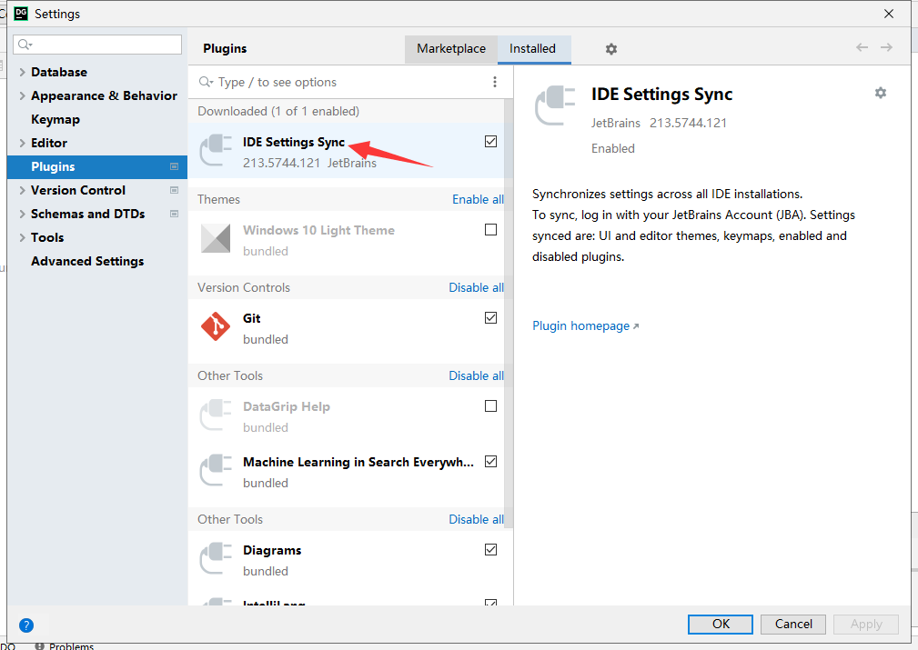 Datagrip的 IDE Settings Sync 同步插件使用_ide setting sync disabled. click to ...