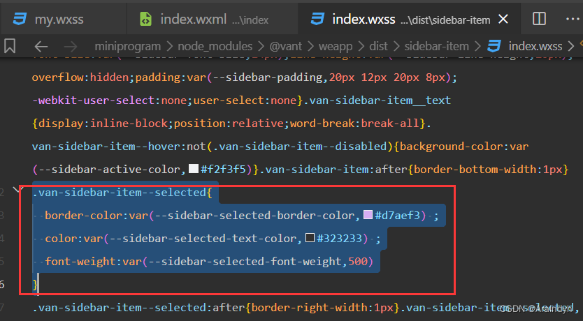 微信小程序VantWeapp修改Siderbar样式_微信小程序 修改 van-sidebar 样式-CSDN博客