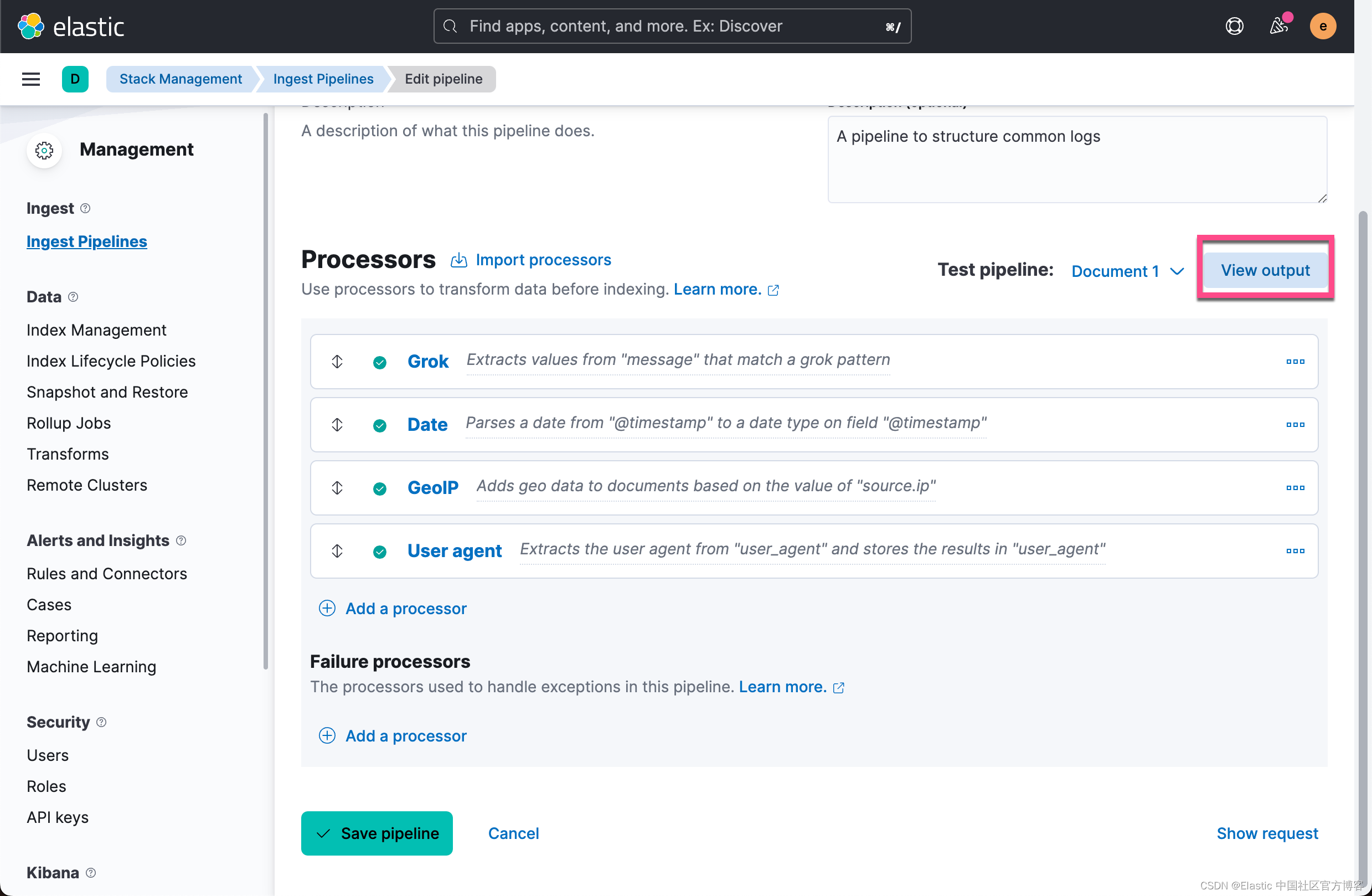 Elasticsearch：ingest Pipeline 使用示例 解析常用日志格式pipeline 邮件内容 日志 Csdn博客