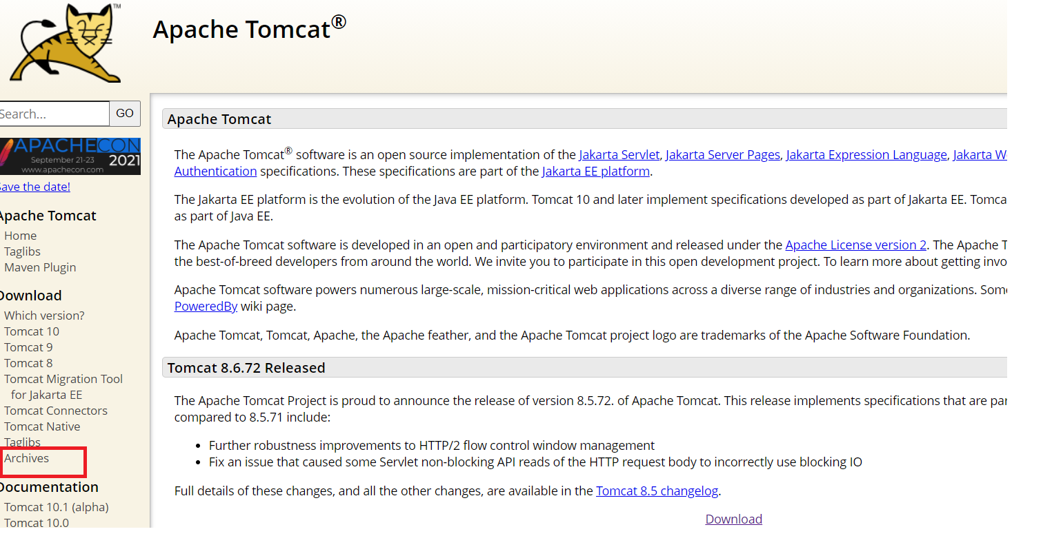 Tomcat官网下载旧版本_tomcat 8.5官网下载-CSDN博客