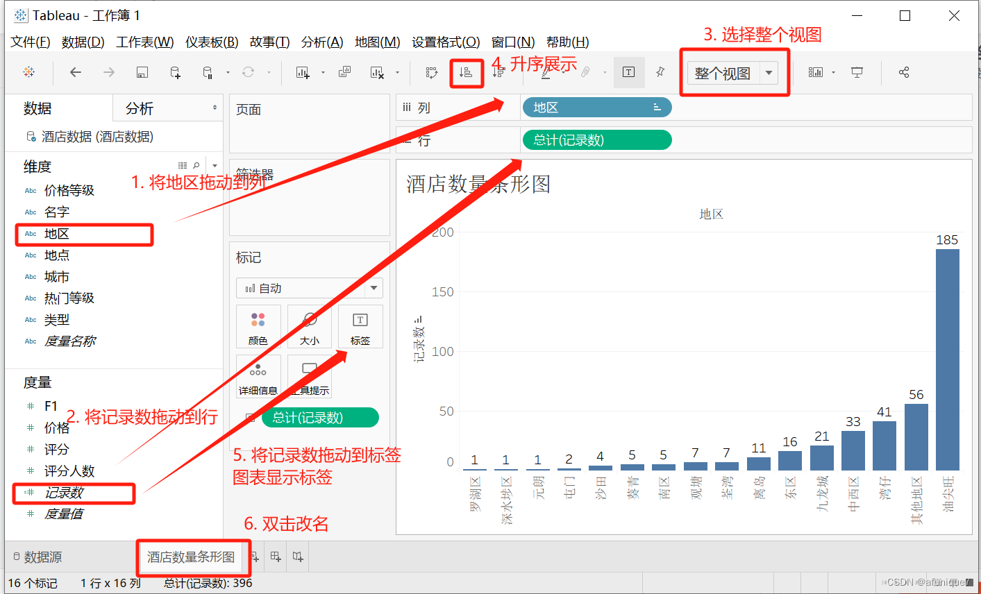 Tableau基础操作01——条形图、堆积图、直方图的绘制 Tableau价格等级堆积图 Csdn博客