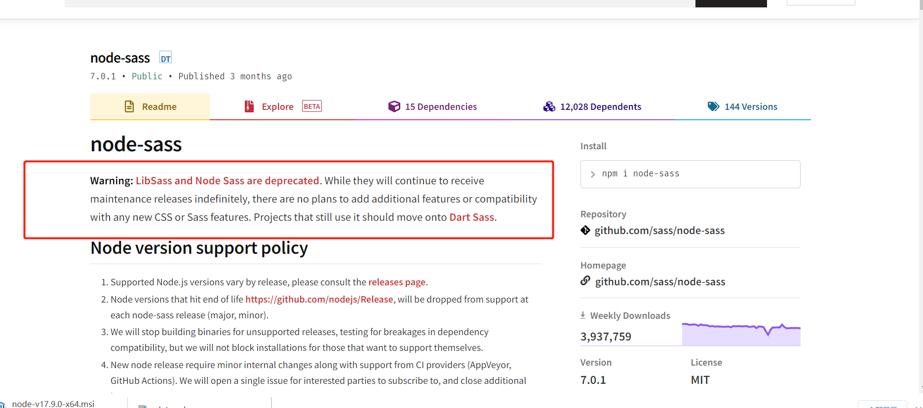 高版本node导致 Error: Node Sass version 7.0.1 is incompatible with ^4.0.0.异常_scss 7.0.1 用什么版本的node-CSDN博客