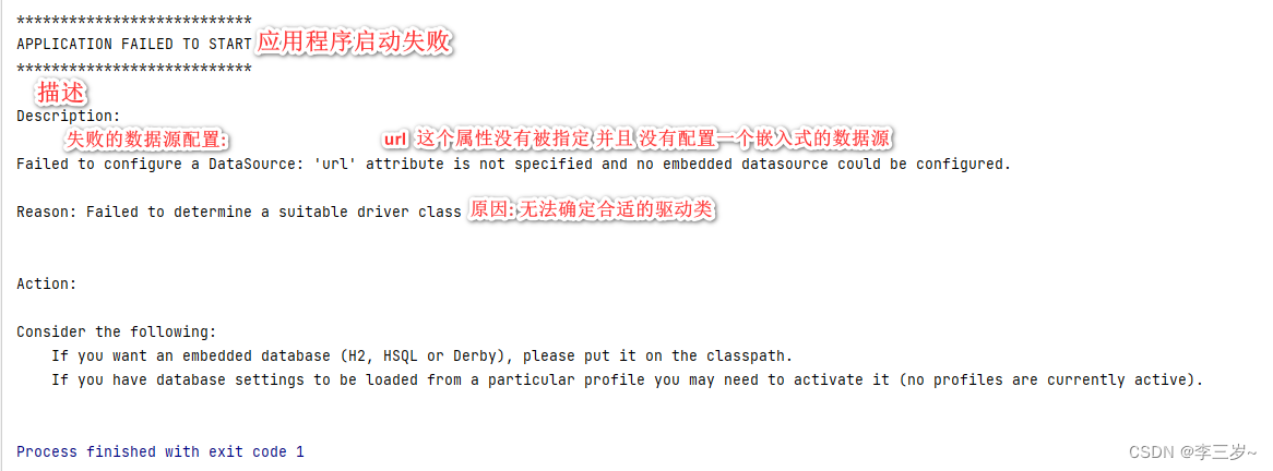 APPLICATION FAILED TO START 异常报错原因及解决方案-CSDN博客